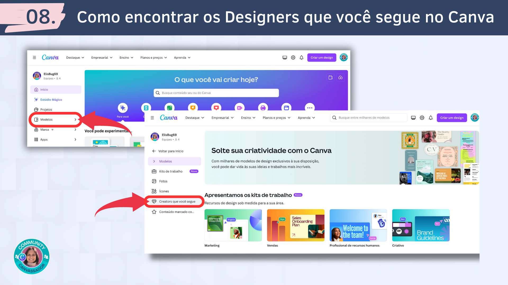 Como Encontrar e Seguir os Melhores Criadores de Modelos no Canva